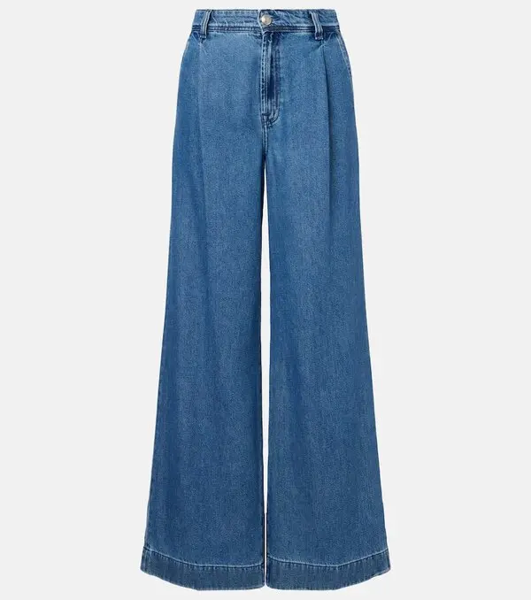 7 For All Mankind Pleated Wide-leg Jeans - Blue
