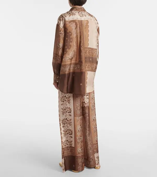Zimmermann Lucky Bandana Silk Satin Shirt - Brown