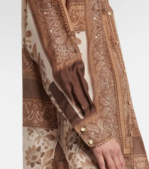 Zimmermann Lucky Bandana Silk Satin Shirt - Brown