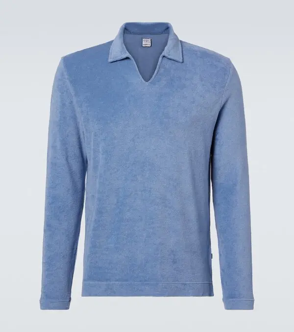 Fedeli Peter Cotton Terry Polo Shirt - Blue