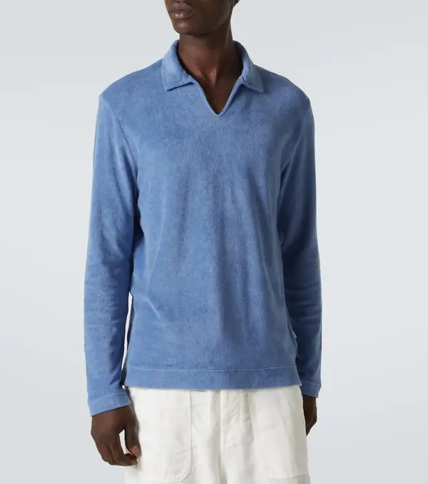 Fedeli Peter Cotton Terry Polo Shirt - Blue