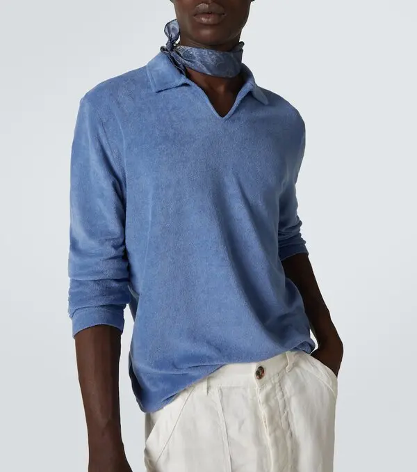 Fedeli Peter Cotton Terry Polo Shirt - Blue