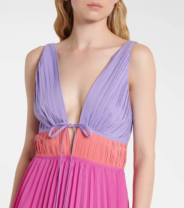 Simkhai Stephanie Pleated Poplin Midi Dress - Multicoloured