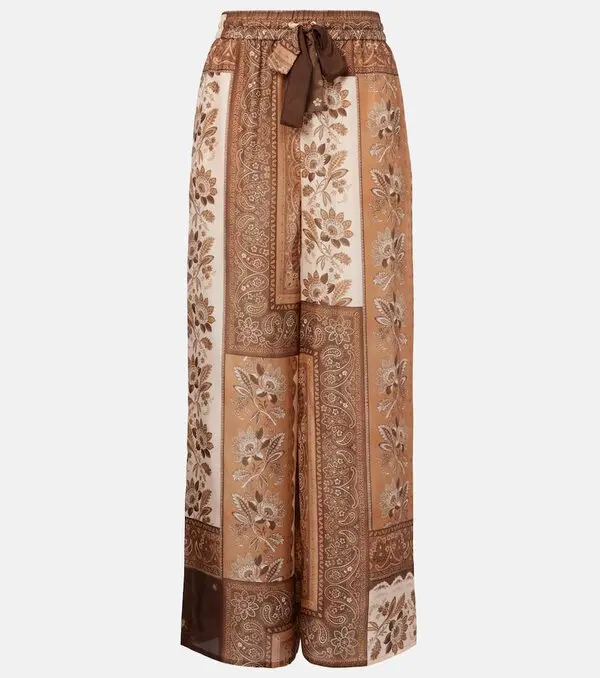 Zimmermann Lucky Printed Silk Straight Pants - Multicoloured