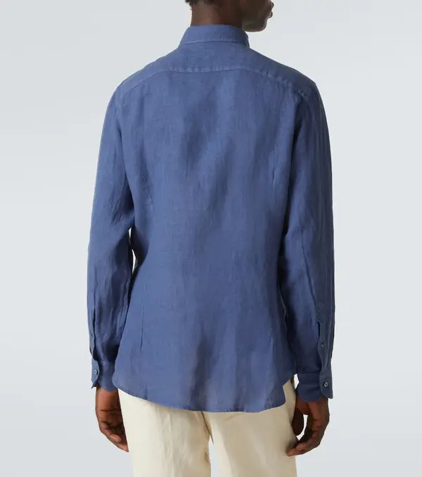 Fedeli Nick Linen Shirt - Blue