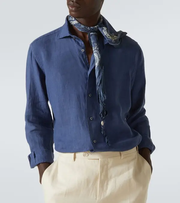 Fedeli Nick Linen Shirt - Blue