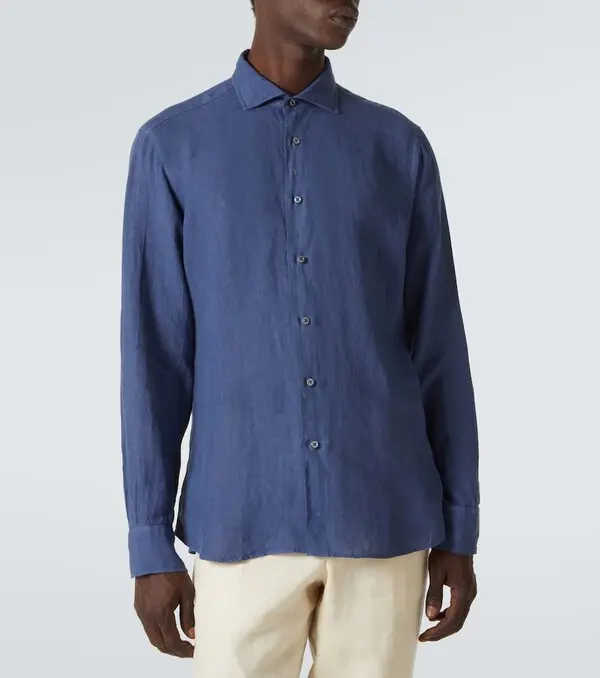Fedeli Nick Linen Shirt - Blue