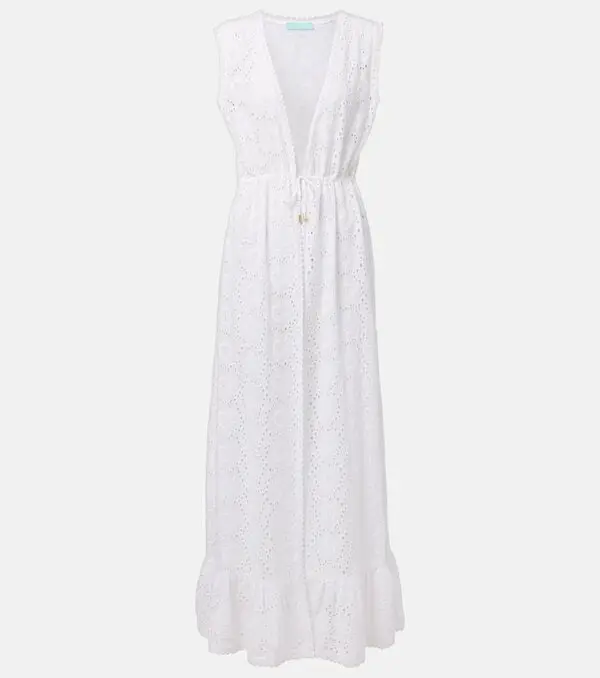 Melissa Odabash Embroidered Floral Beach Dress - White