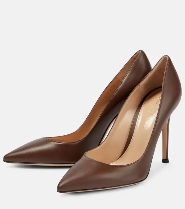 GIANVITO ROSSI 105 Leather Pumps - Brown