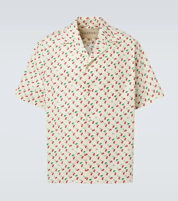 Valentino Garavani Cherryfic Cotton Poplin Bowling Shirt