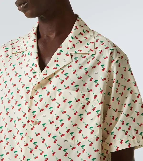 Valentino Garavani Cherryfic Cotton Poplin Bowling Shirt