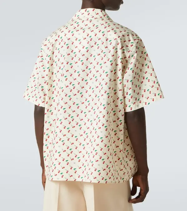 Valentino Garavani Cherryfic Cotton Poplin Bowling Shirt
