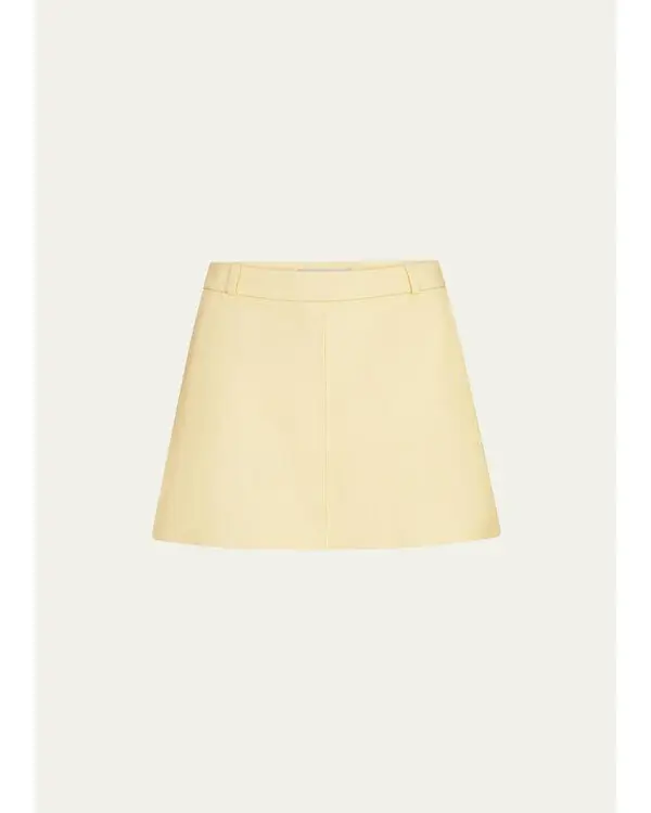 FRAME Leather Mini Skirt - Lemon