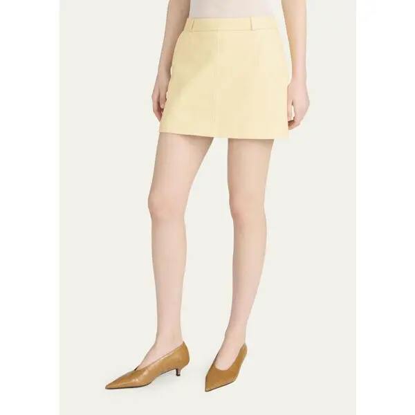 FRAME Leather Mini Skirt - Lemon