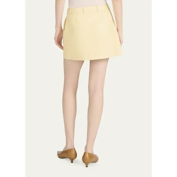 FRAME Leather Mini Skirt - Lemon