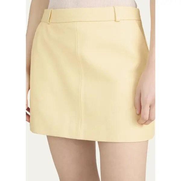 FRAME Leather Mini Skirt - Lemon