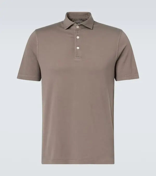 Fedeli Zero Cotton Jersey Polo Shirt - Brown