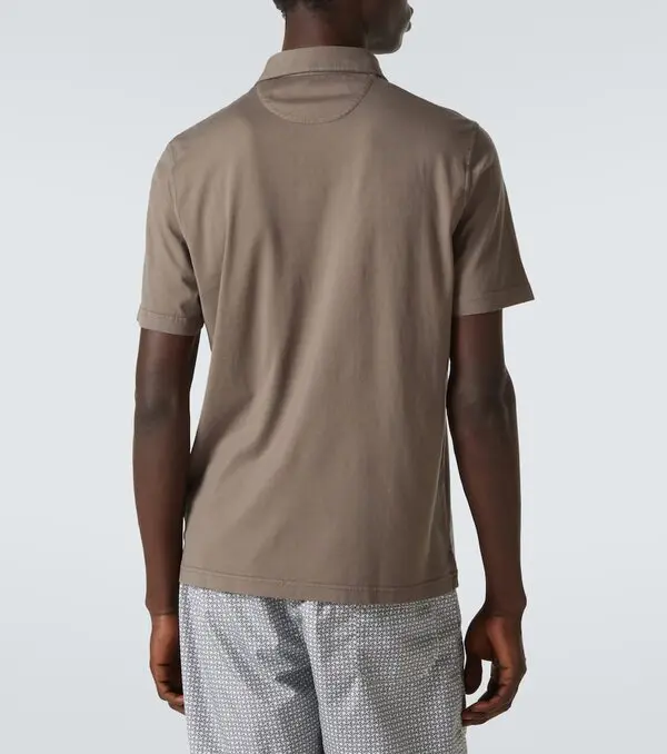 Fedeli Zero Cotton Jersey Polo Shirt - Brown