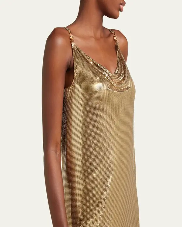 Versace Sleeveless Metal Mesh Mini Dress - Gold
