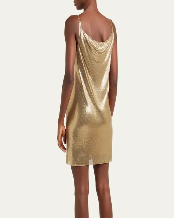 Versace Sleeveless Metal Mesh Mini Dress - Gold