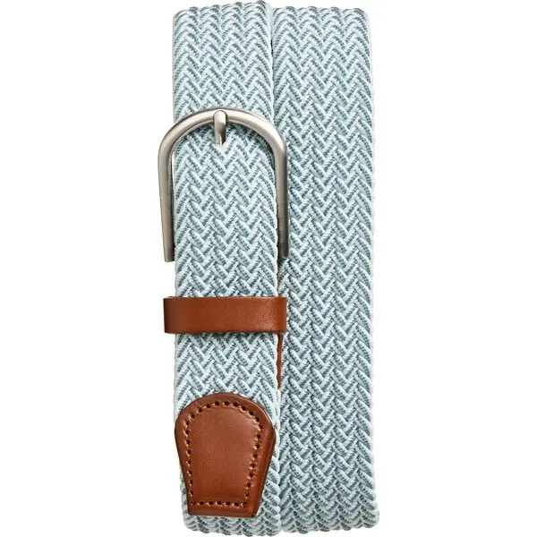 Nordstrom Woven Elastic Belt - Light Blue- Grey