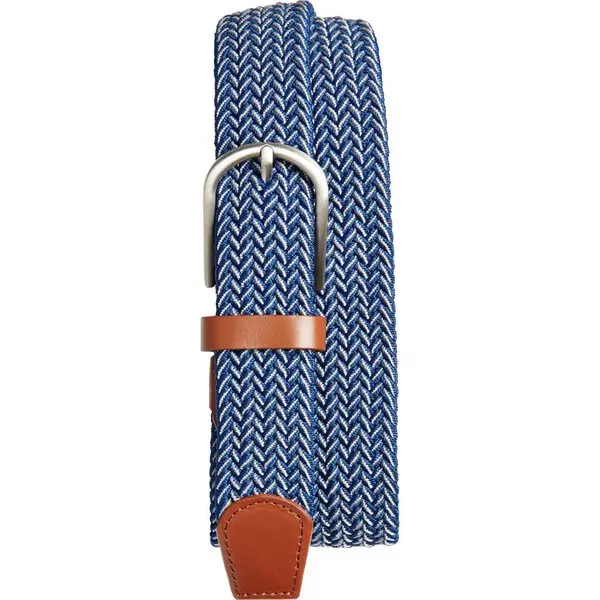 Nordstrom Woven Elastic Belt - Navy- White