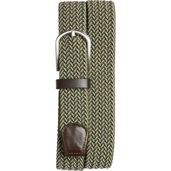 Nordstrom Woven Elastic Belt - Olive- Light Khaki