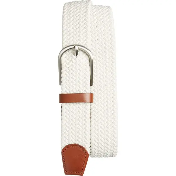 Nordstrom Woven Elastic Belt - Stone- White
