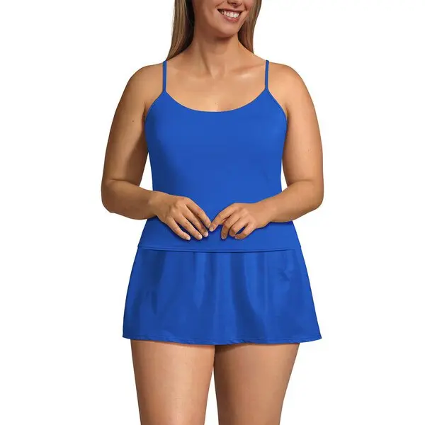 LANDS' END Adjustable Strappy Back Tankini Top - Bright Cobalt Blue