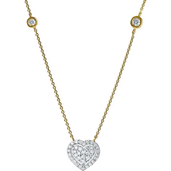LUVMYJEWELRY Heart Diamond Necklace - 14k Yellow Gold