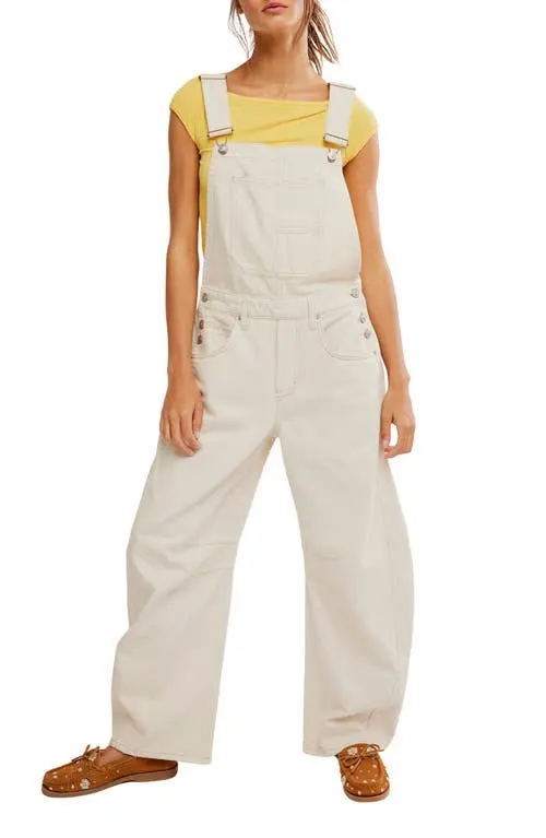 Free People Good Luck Denim Overalls - Milk