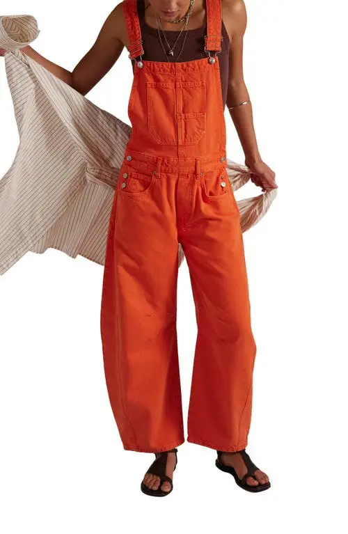 Free People Good Luck Denim Overalls - Spicy