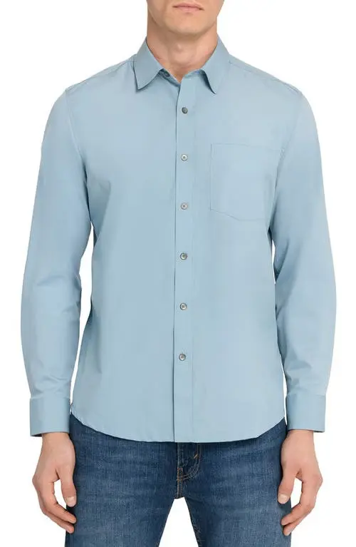 W.R.K Hudson Reworked Slim Fit Solid Cotton Button-up Shirt - Blue