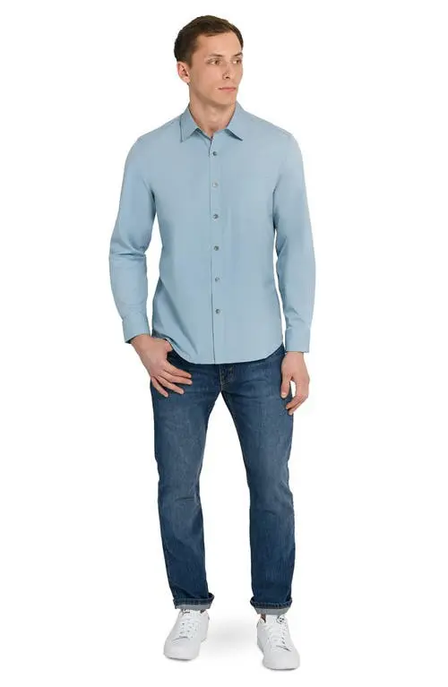 W.R.K Hudson Reworked Slim Fit Solid Cotton Button-up Shirt - Blue