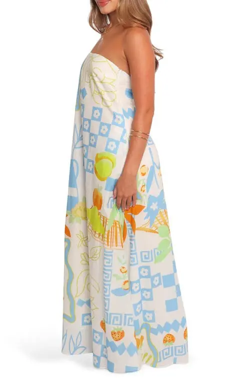 PETAL & PUP Printed Strapless Cotton Maxi Dress