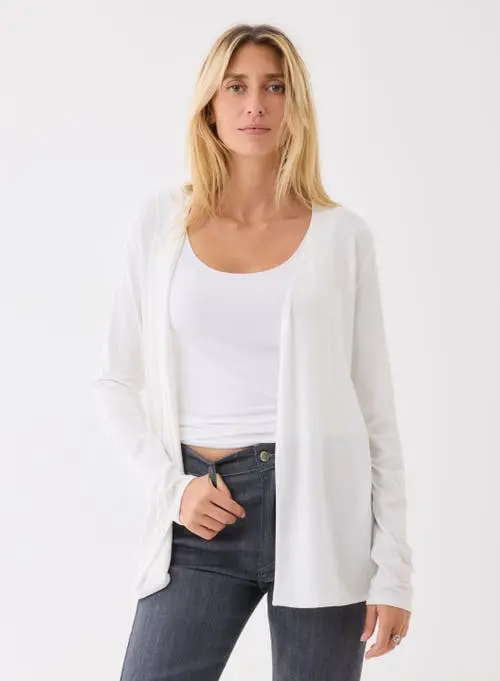 Majestic Filatures Soft Touch Open Cardigan - Blanc
