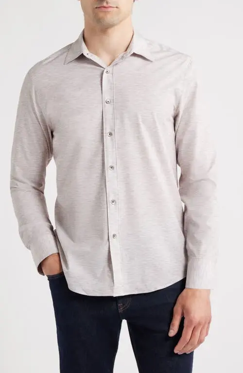 W.R.K Trim Fit Mélange Performance Button-up Shirt - Grey