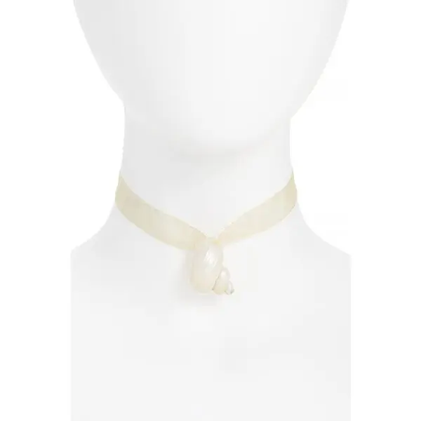 FRASIER STERLING Galapagos Shell Pendant Choker Necklace - Cream