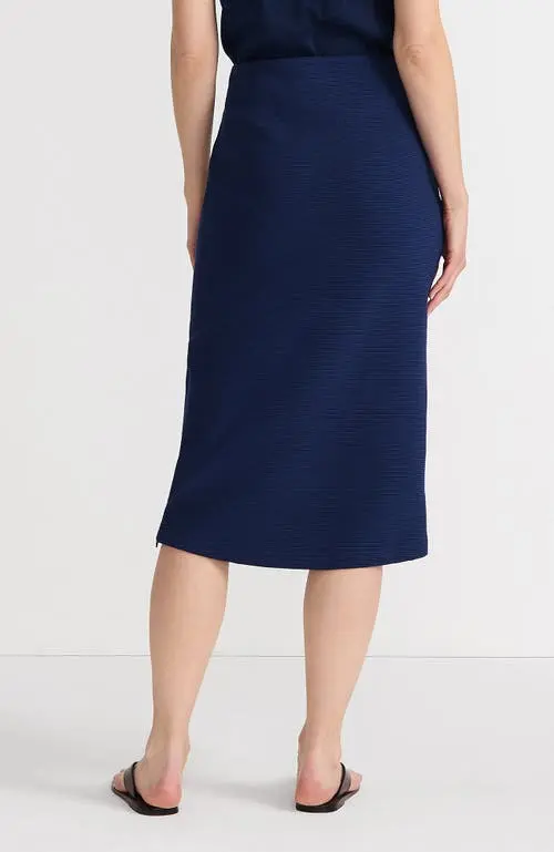 LANDS' END Midi Skirt With Side Zip - Deep Sea Navy