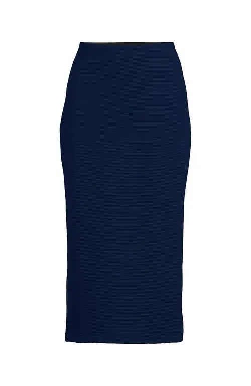 LANDS' END Midi Skirt With Side Zip - Deep Sea Navy