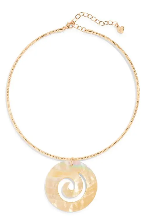 FRASIER STERLING Ibiza Mother-of-pearl Pendant Choker Necklace - Gold