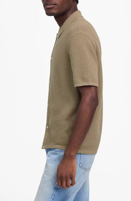 Madewell Short Sleeve Open Stitch Cotton Button-up Shirt - Sagebrush