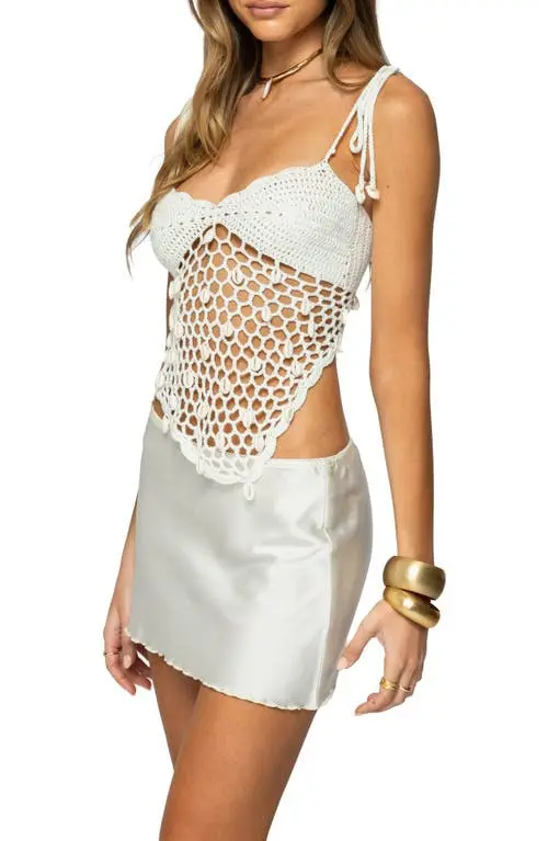 EDIKTED Shelley Crochet Shell Tank - Cream
