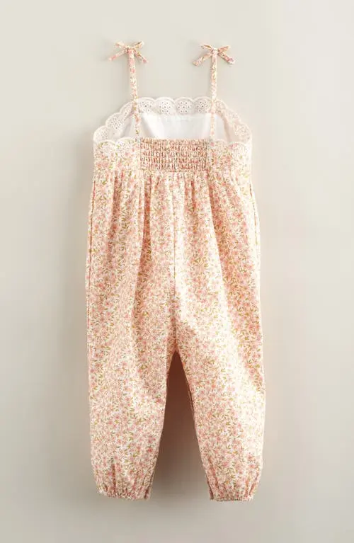 Nordstrom Scalloped Floral Romper - White- Pink Petite Floral