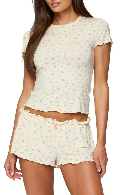 EDIKTED Floral Print Fitted T-shirt
