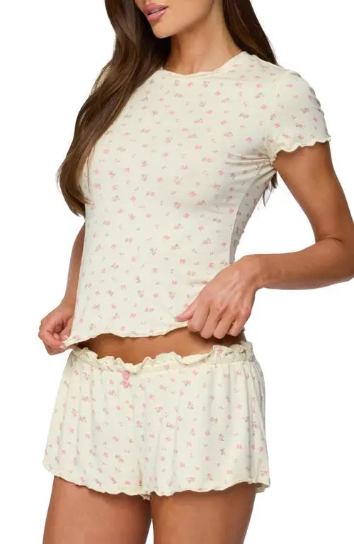 EDIKTED Floral Print Fitted T-shirt