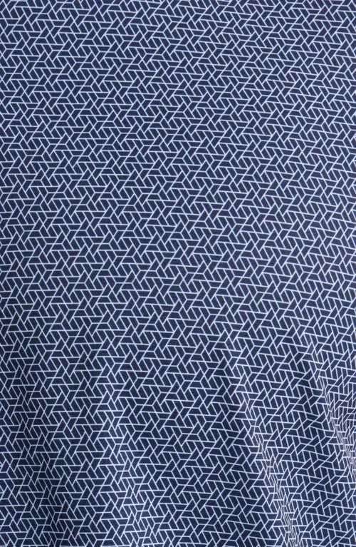 W.R.K Trim Fit Hexagon Print Short Sleeve Performance Button-up Shirt - Navy