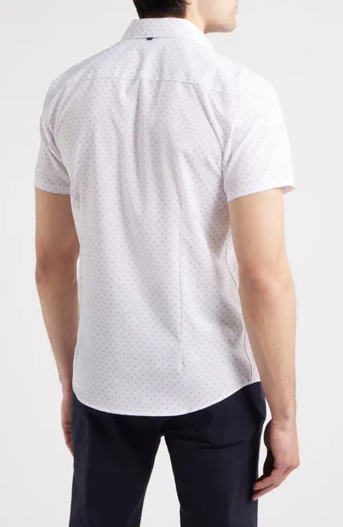 W.R.K Trim Fit Hashtag Print Short Sleeve Performance Button-up Shirt - Pink