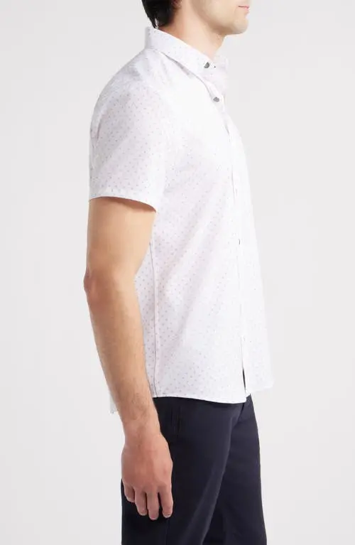 W.R.K Trim Fit Hashtag Print Short Sleeve Performance Button-up Shirt - Pink