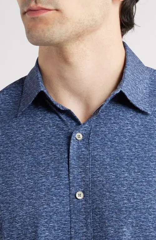W.R.K Trim Fit Mélange Performance Button-up Shirt - Navy
